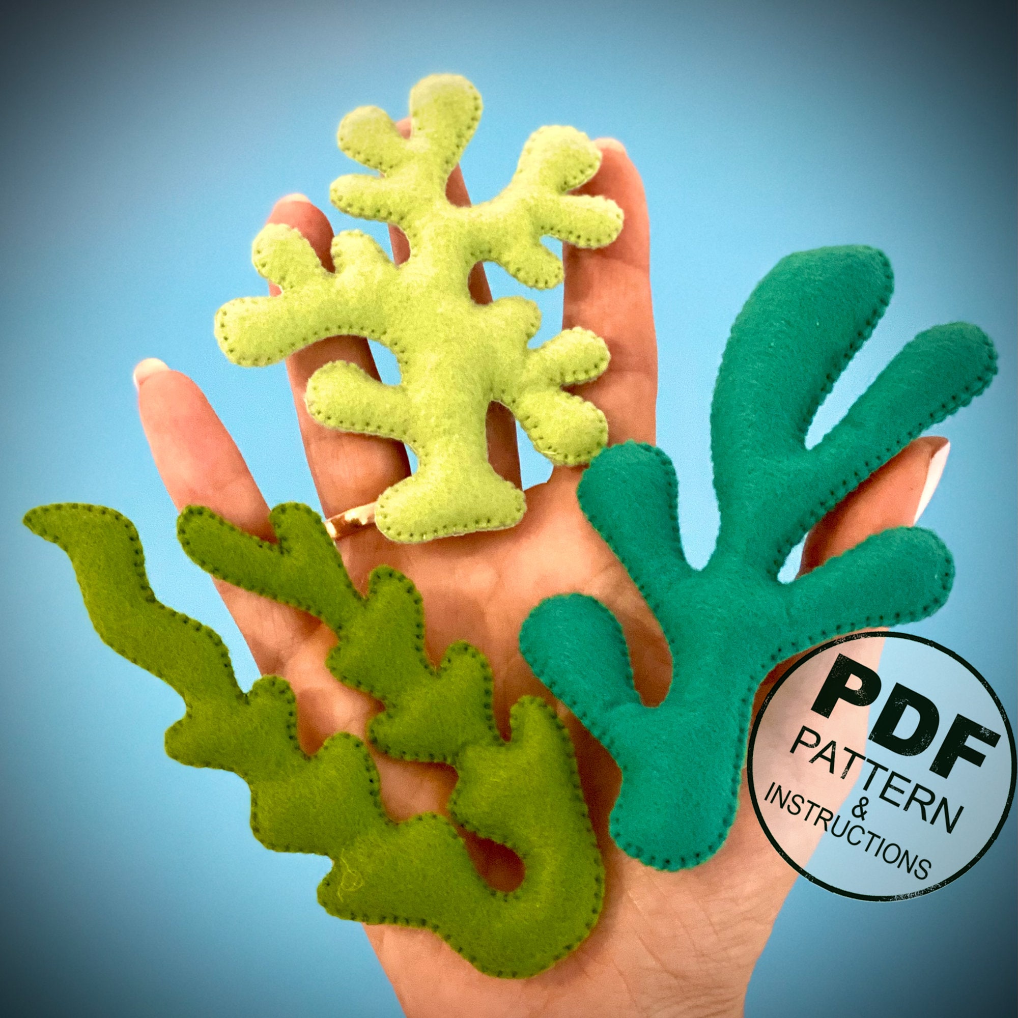 Coral and Seaweed Sewing Pattern PDF. Ocean Easy Beginner Pattern. Felt ...