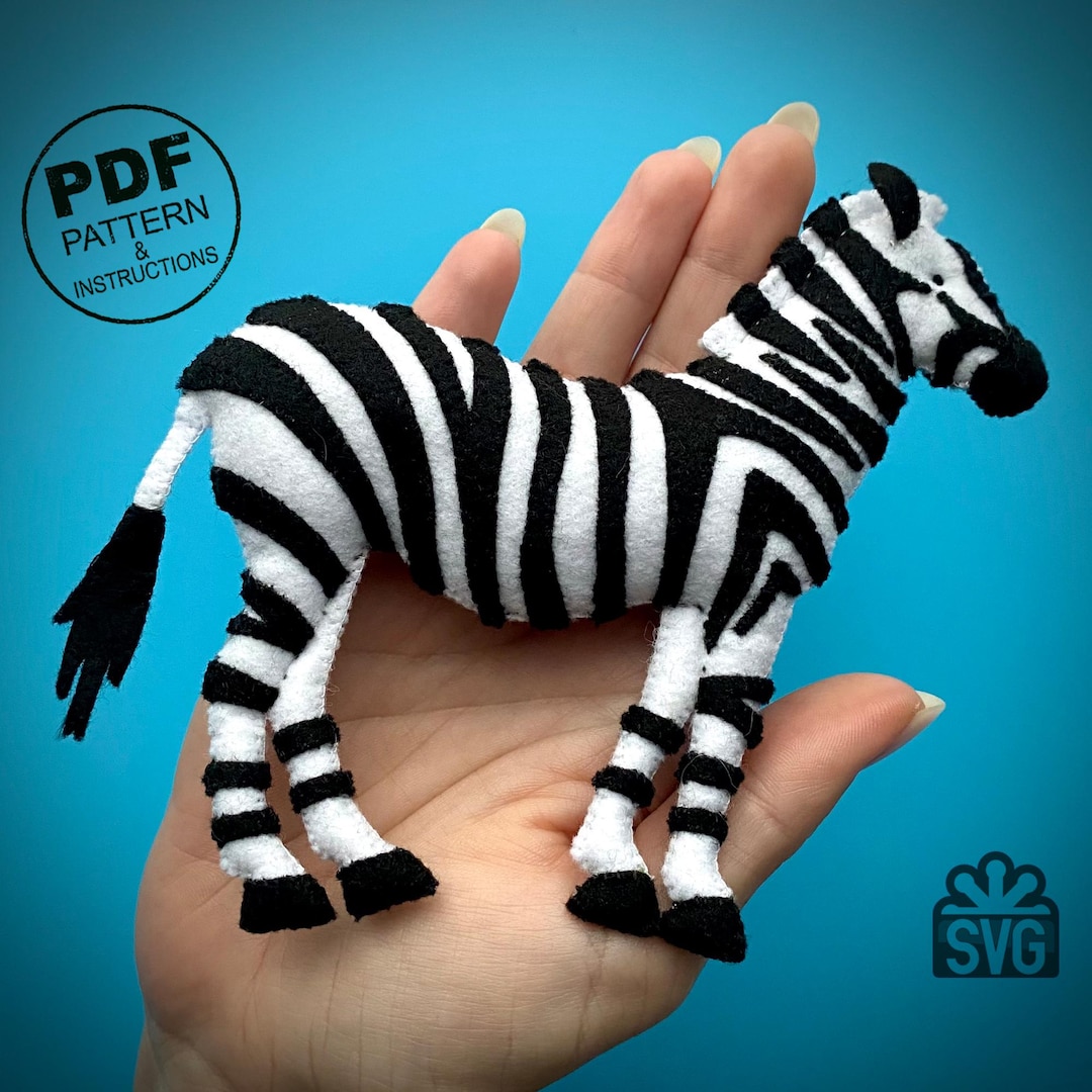 Felt Zebra Sewing PDF Pattern and SVG. Stuffed Animals DIY. Felt Toys ...