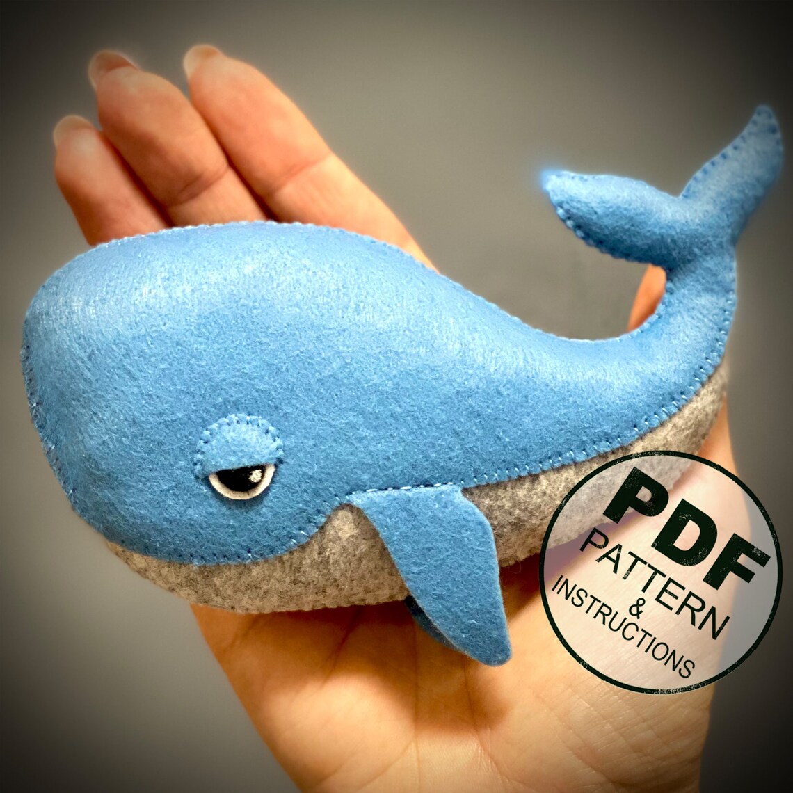 Whale Sewing Pattern PDF. Felt Sperm Whale Easy Beginner - Etsy
