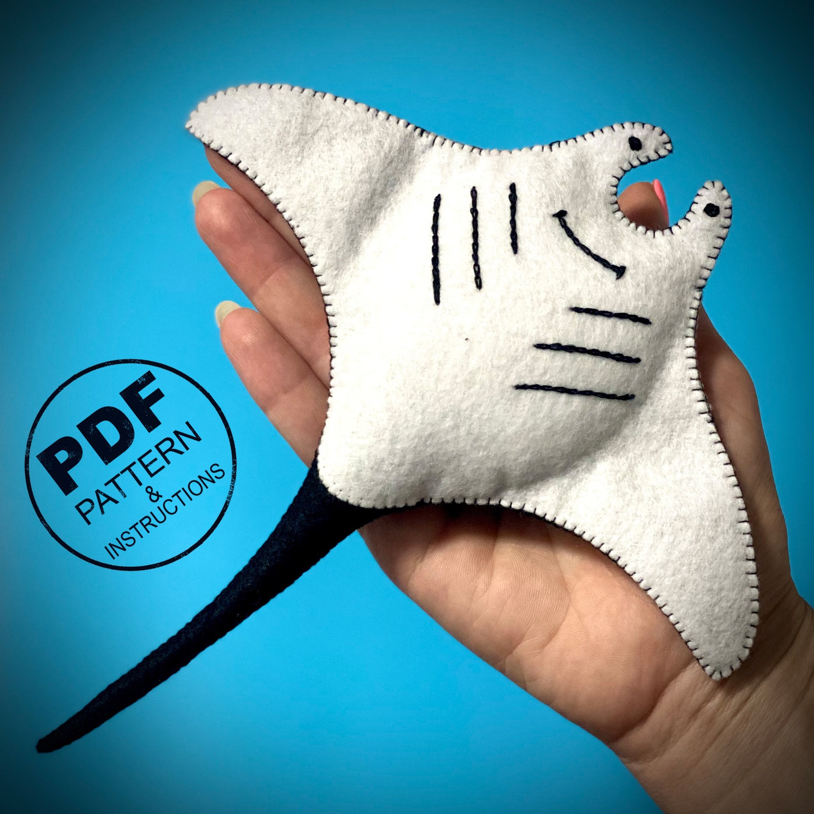 Manta Ray Sewing Pattern PDF and SVG. Felt Ocean Animals Pattern ...