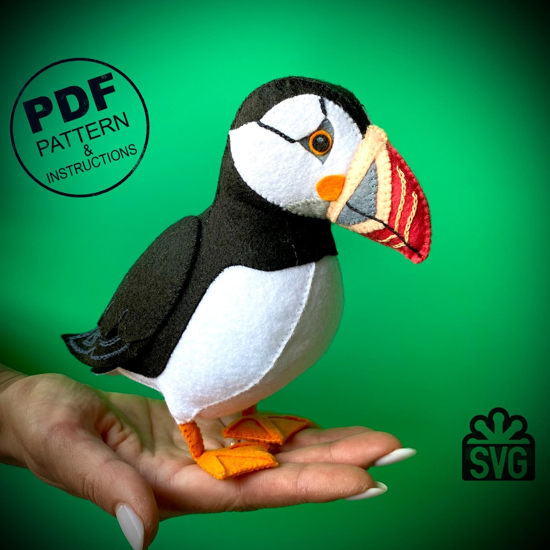 Felt Puffin Bird Sewing Pattern PDF and SVG. Felt Birds Pattern and Step by Step Tutorial. Felt ...