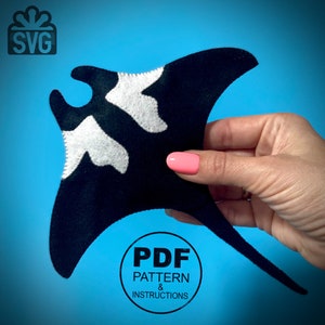 Manta Ray Sewing Pattern PDF and SVG. Felt Ocean Animals Pattern ...