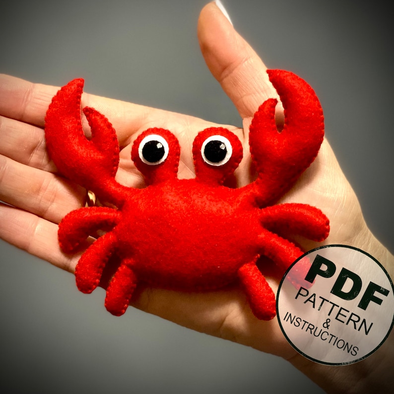 Felt Crab Sewing Pattern: Ocean Animal Ornament (PDF Pattern) - Etsy UK