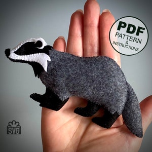 Badger Sewing Pattern PDF and SVG. Stuffed Badger Pattern. Felt Animals ...