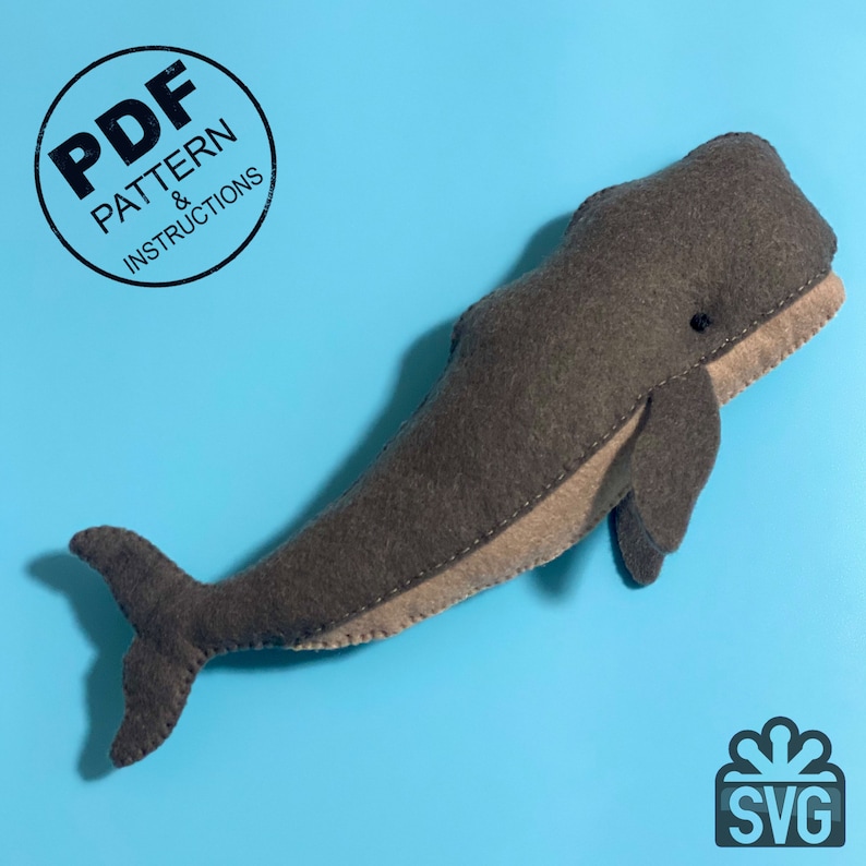 Sperm Whale Sewing Pattern PDF and SVG. Felt Whale Easy Beginner ...