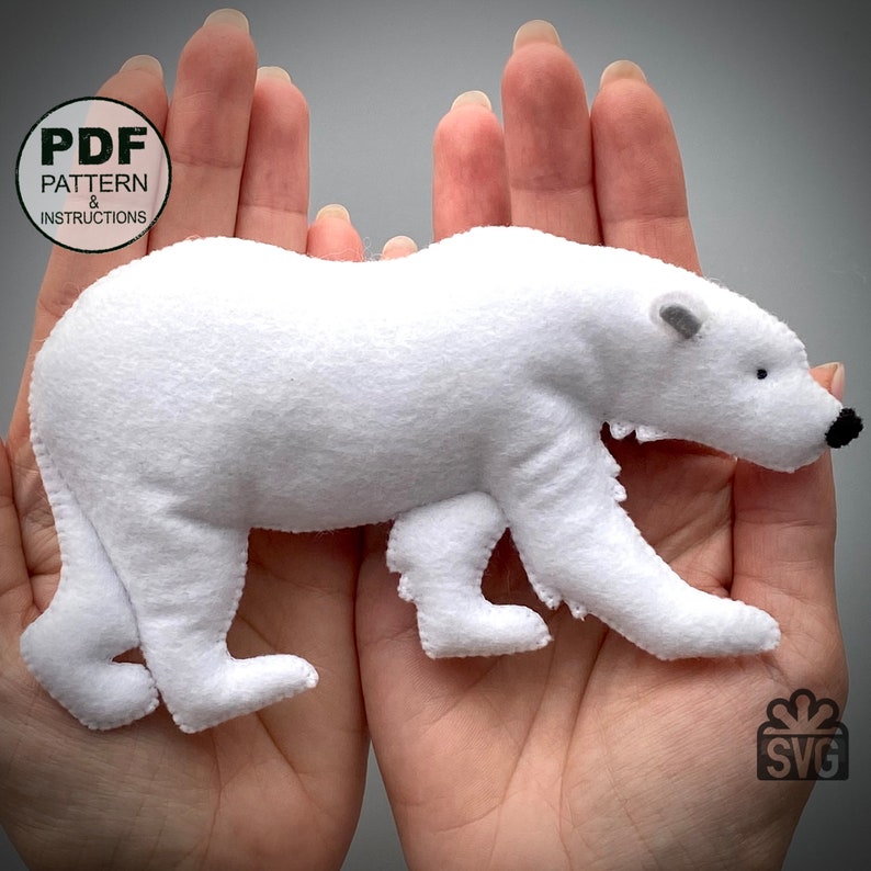 Polar Bear Sewing Pattern PDF and SVG. Felt Animals Pattern. Felt Toys ...