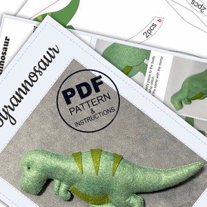 Felt T-rex Sewing Pattern, Dinosaur Plush Ornament (PDF Pattern) - Etsy