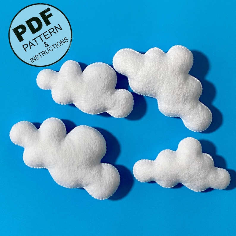 Clouds, Moon and Stars Sewing Pattern PDF. Felt Toys for Baby Mobile ...