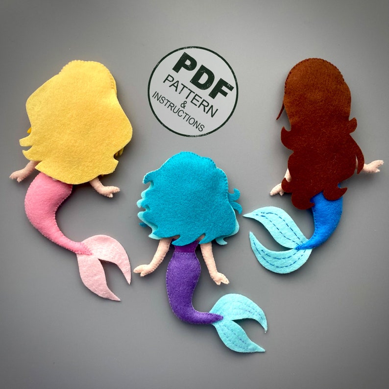 Mermaid Sewing Pattern PDF and SVG. Ocean Felt Toys Pattern. Under the ...