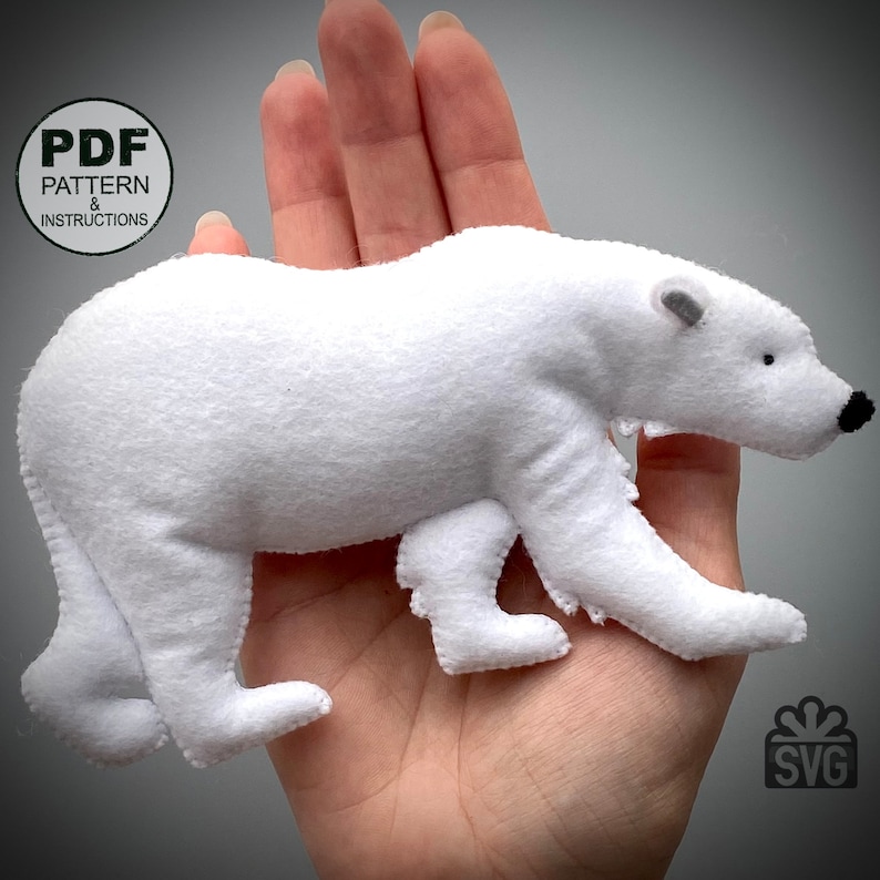 Polar Bear Sewing Pattern PDF and SVG. Felt Animals Pattern. Felt Toys ...