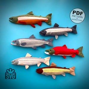 River Fish SET Sewing Pattern PDF and SVG. Fishing Pattern. Salmon ...