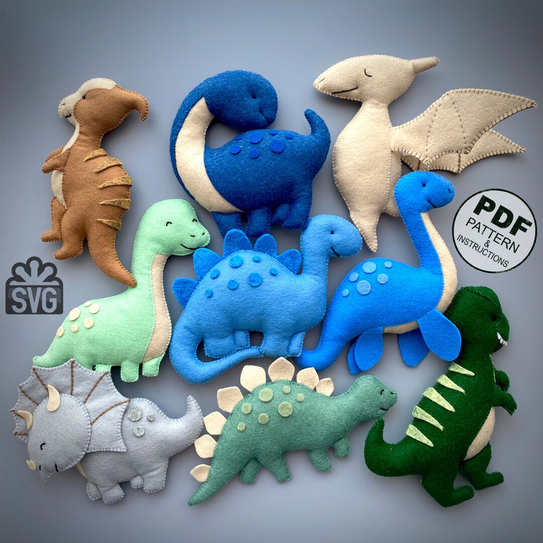 Dinosaurs Sewing Pattern PDF and SVG SET. Dino Sewing Pattern. Felt ...