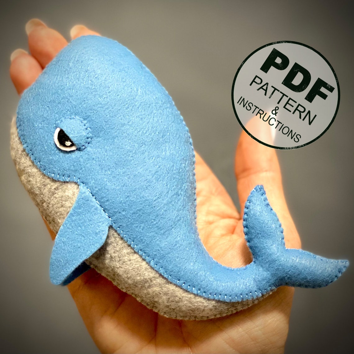 Whale Sewing Pattern PDF. Felt Sperm Whale Easy Beginner - Etsy