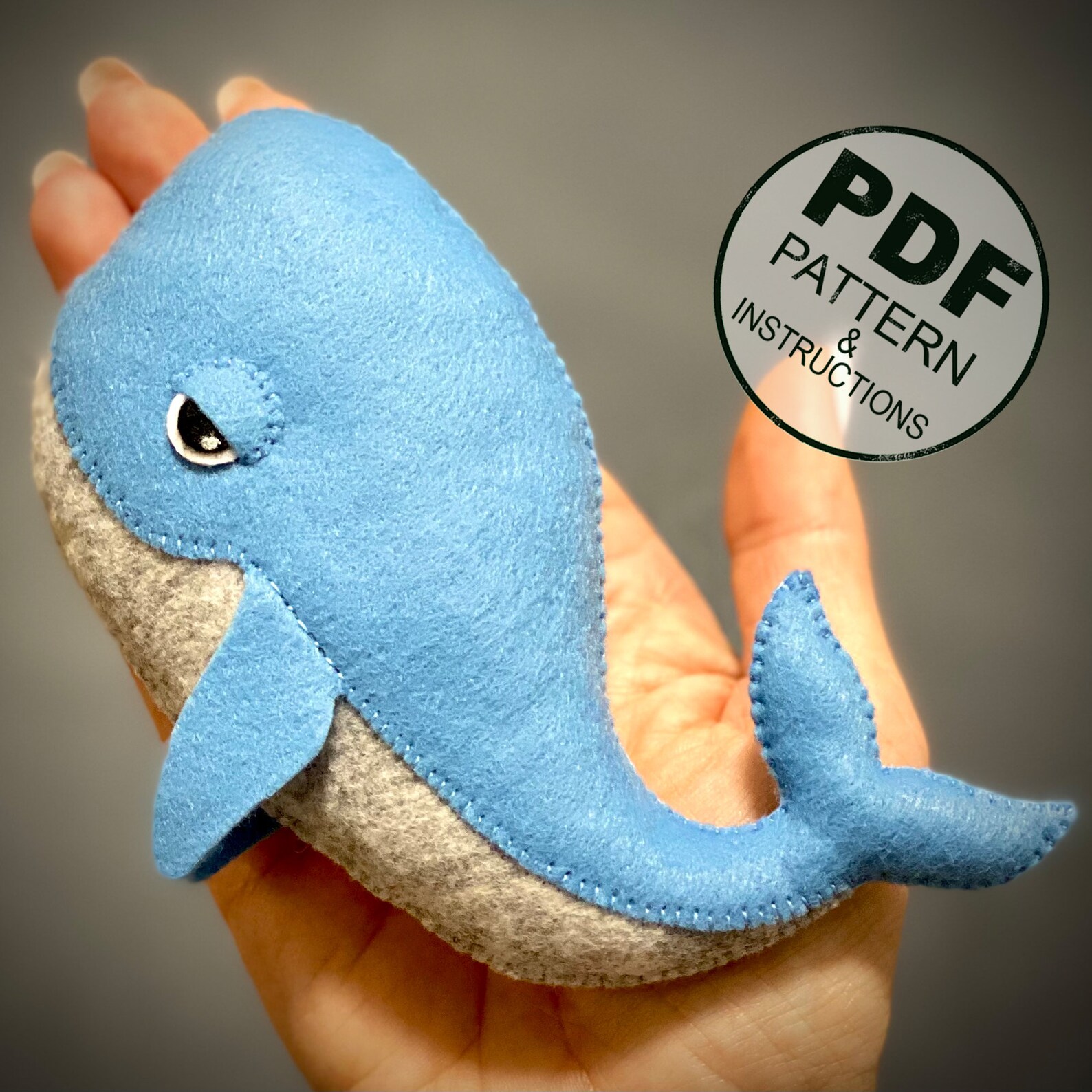 Whale Sewing Pattern PDF. Felt Sperm Whale Easy Beginner - Etsy