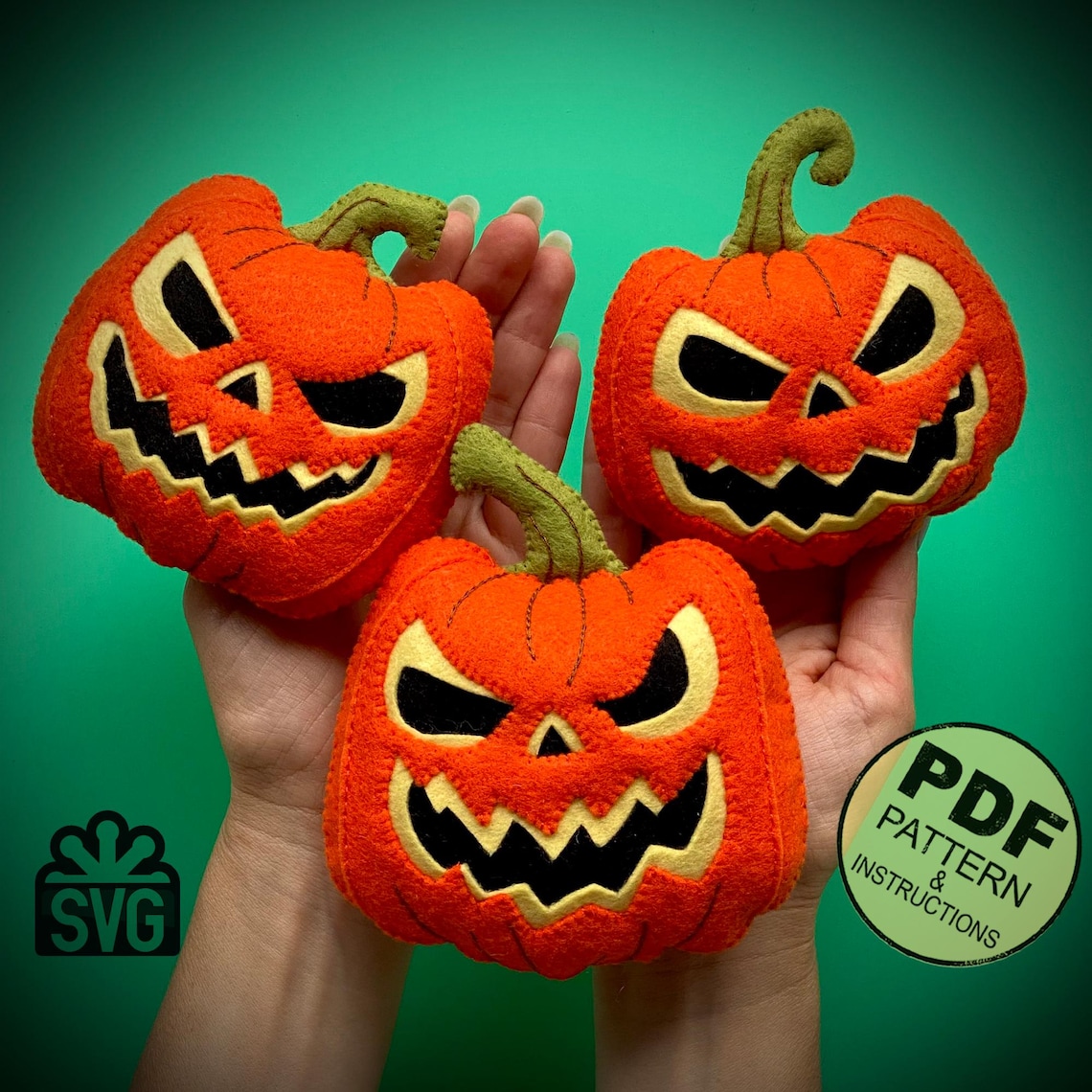 Felt Halloween Pumpkin Sewing Pattern (PDF & SVG) - Etsy