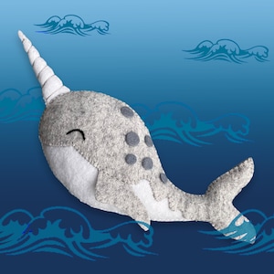 Narwhal Sewing Pattern PDF. Easy Felt Sewing Pattern. Plush Narwhal DIY ...