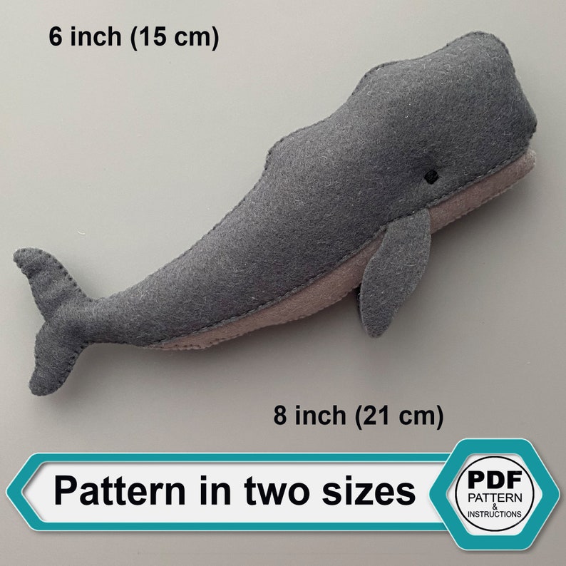 Sperm Whale Sewing Pattern PDF and SVG. Felt Whale Easy Beginner ...