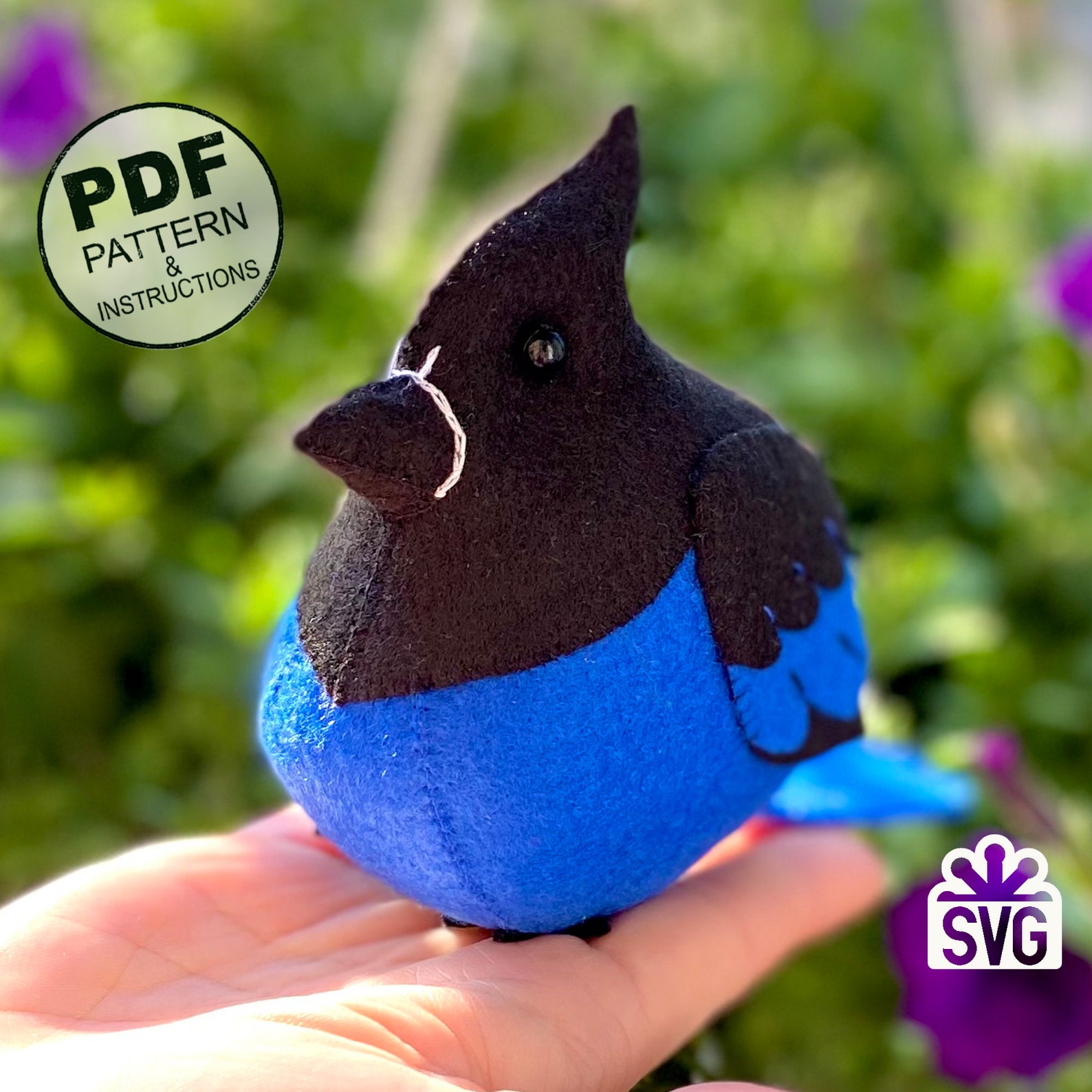 Felt Steller's Jay Sewing Pattern, Plush Bird Tutorial (PDF & SVG) - Etsy