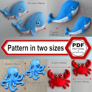 Ocean Animals Sewing Pattern PDF. Felt Sea Animal Toys Easy Pattern ...