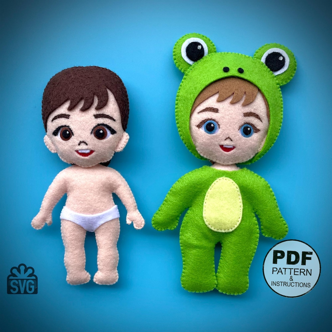 Felt Doll Sewing Pattern PDF and SVG. Doll Clothes Pattern and Tutorial ...