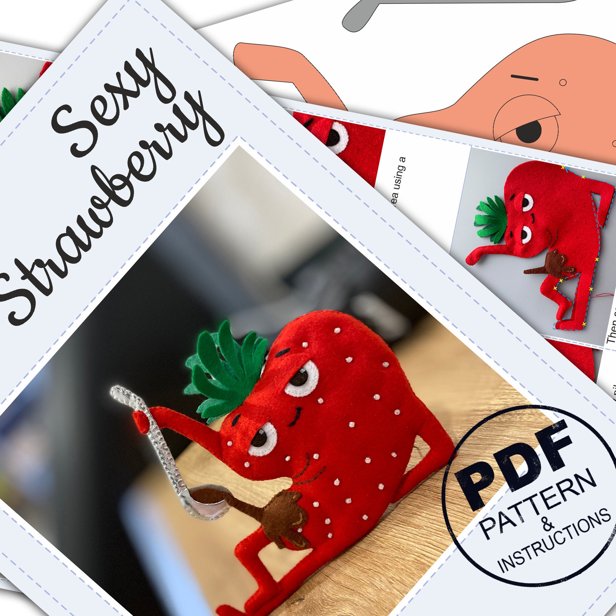 Strawberry Valentine's Day Sewing Pattern PDF. Fruits Pattern. Cute ...