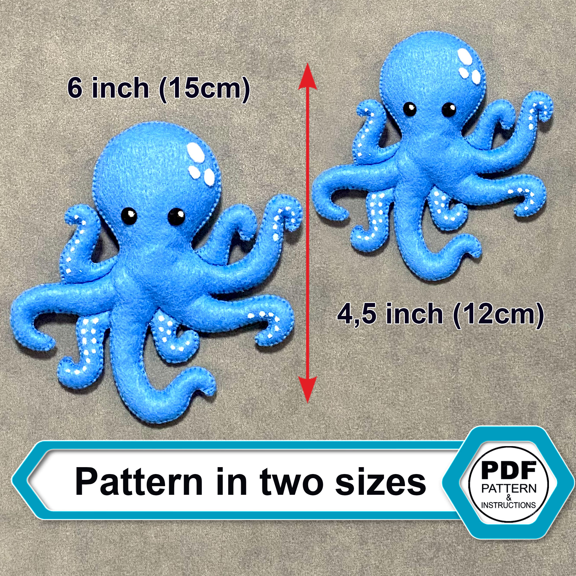 Octopuses Sewing Pattern PDF. Ocean Animals Sewing Pattern. Coastal ...