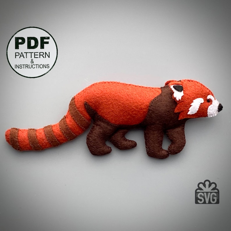 Felt Red Panda Sewing Pattern, DIY Animal Toy (PDF & SVG) - Etsy