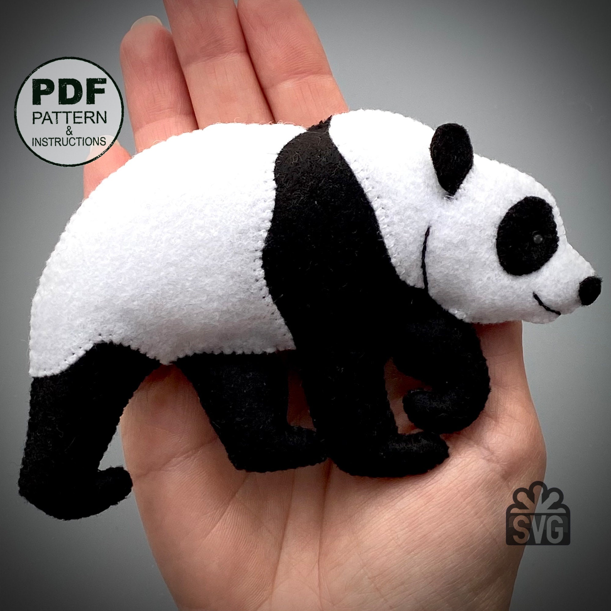 Panda Bear Sewing Pattern PDF and SVG. Felt Animals Pattern. Felt Toys ...