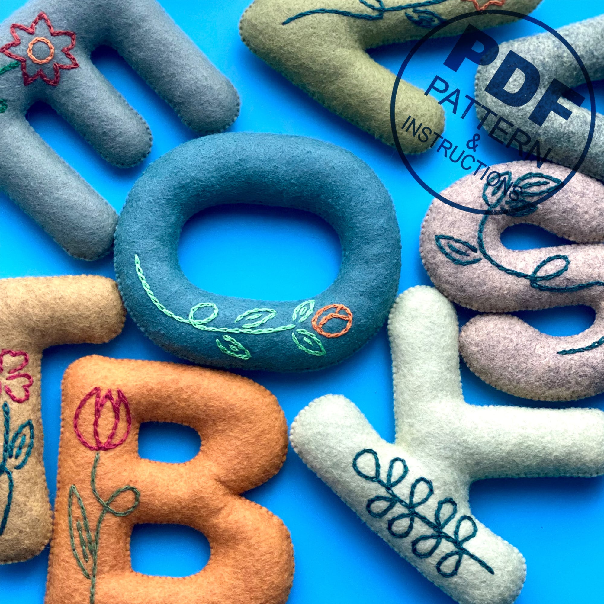 Felt Letters Sewing Pattern PDF. Banner Name Soft Plush Latters DIY ...