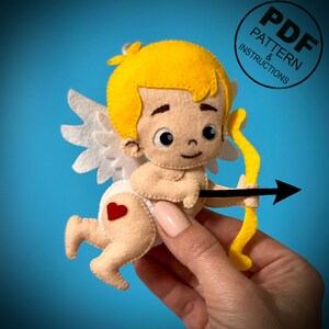 Felt Cupid Sewing Pattern SET, DIY Valentine's Ornaments (PDF Pattern ...