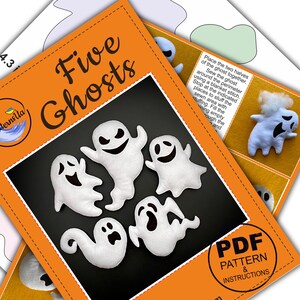 Halloween Felt Sewing Pattern PDF and SVG. Felt Ghosts Easy Pattern ...