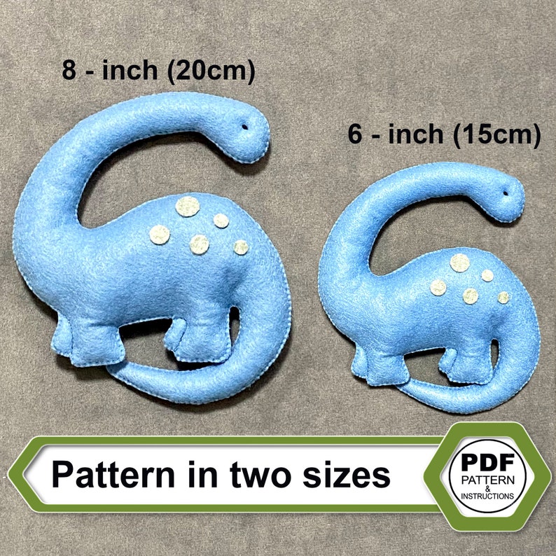 Dinosaur Sewing Pattern PDF. Felt Brontosaurus (brachiosaurus) Sewing Pattern. DIY Felt Dinosaur ...