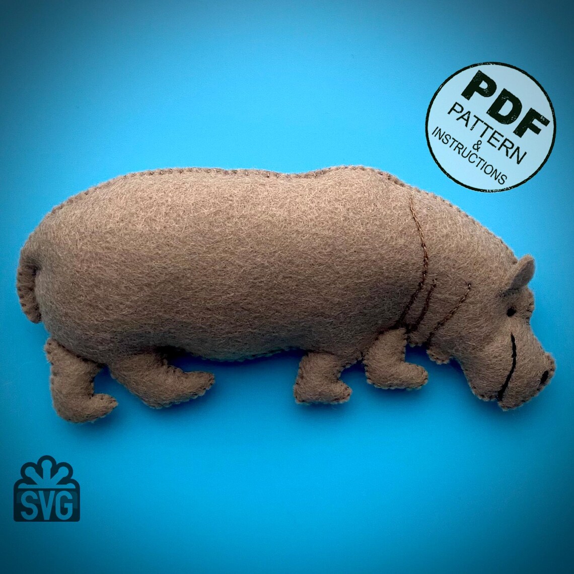 Felt Hippo Sewing Pattern and Tutorial (PDF and SVG) - Etsy