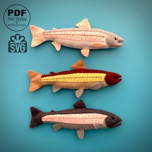 River Fish SET Sewing Pattern PDF and SVG. Fishing Pattern. Salmon ...