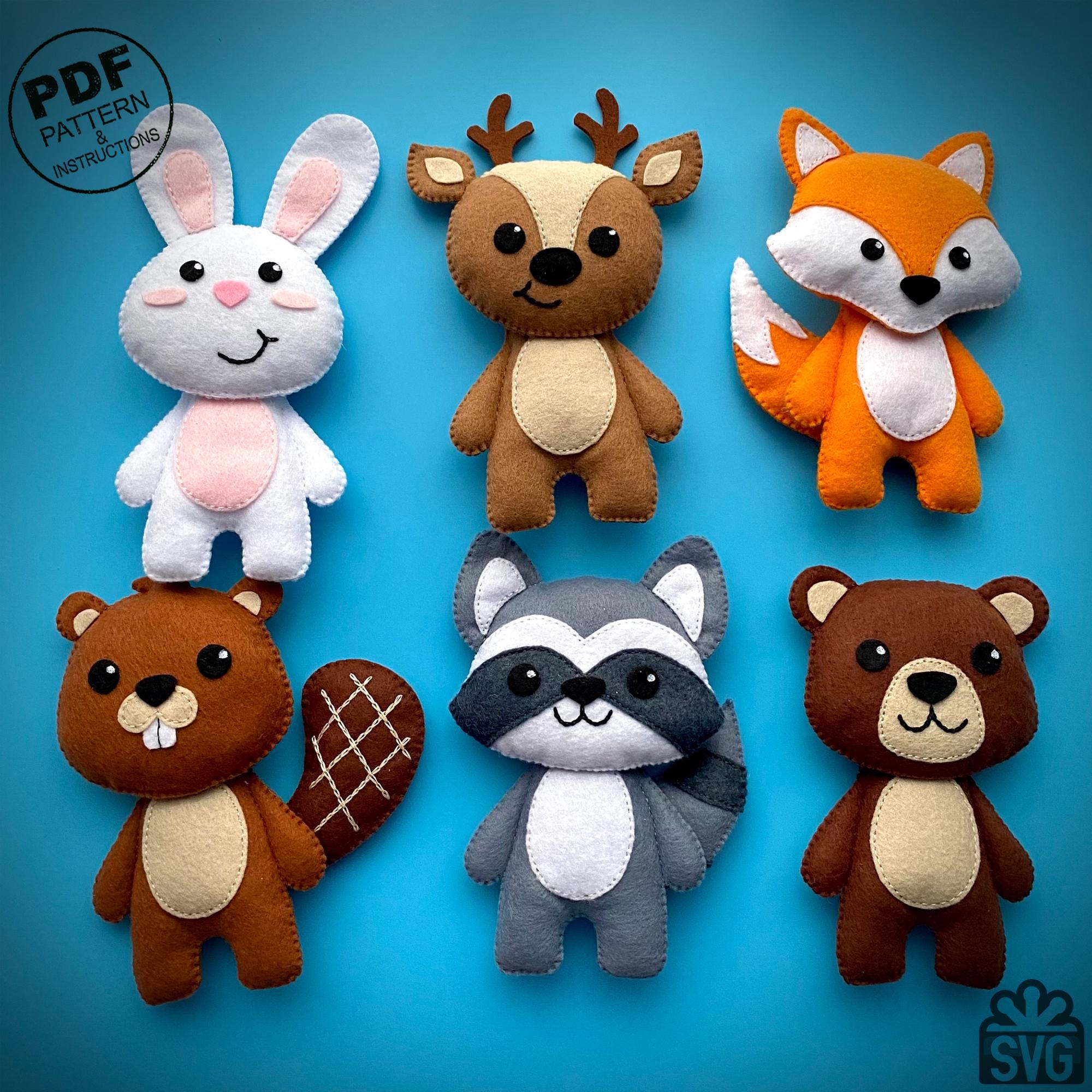 Felt Animals Sewing PDF Pattern. Easy Patterns. Stuffed Animals DIY ...