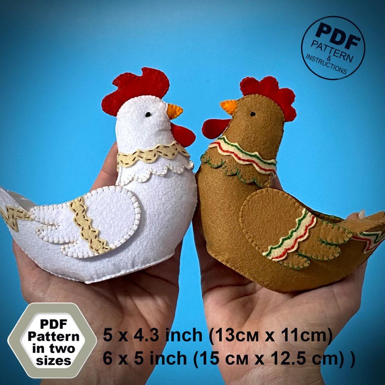 Easter Chicken Sewing Pattern PDF and SVG. Felt Toys. Egg Cozy. Hen ...