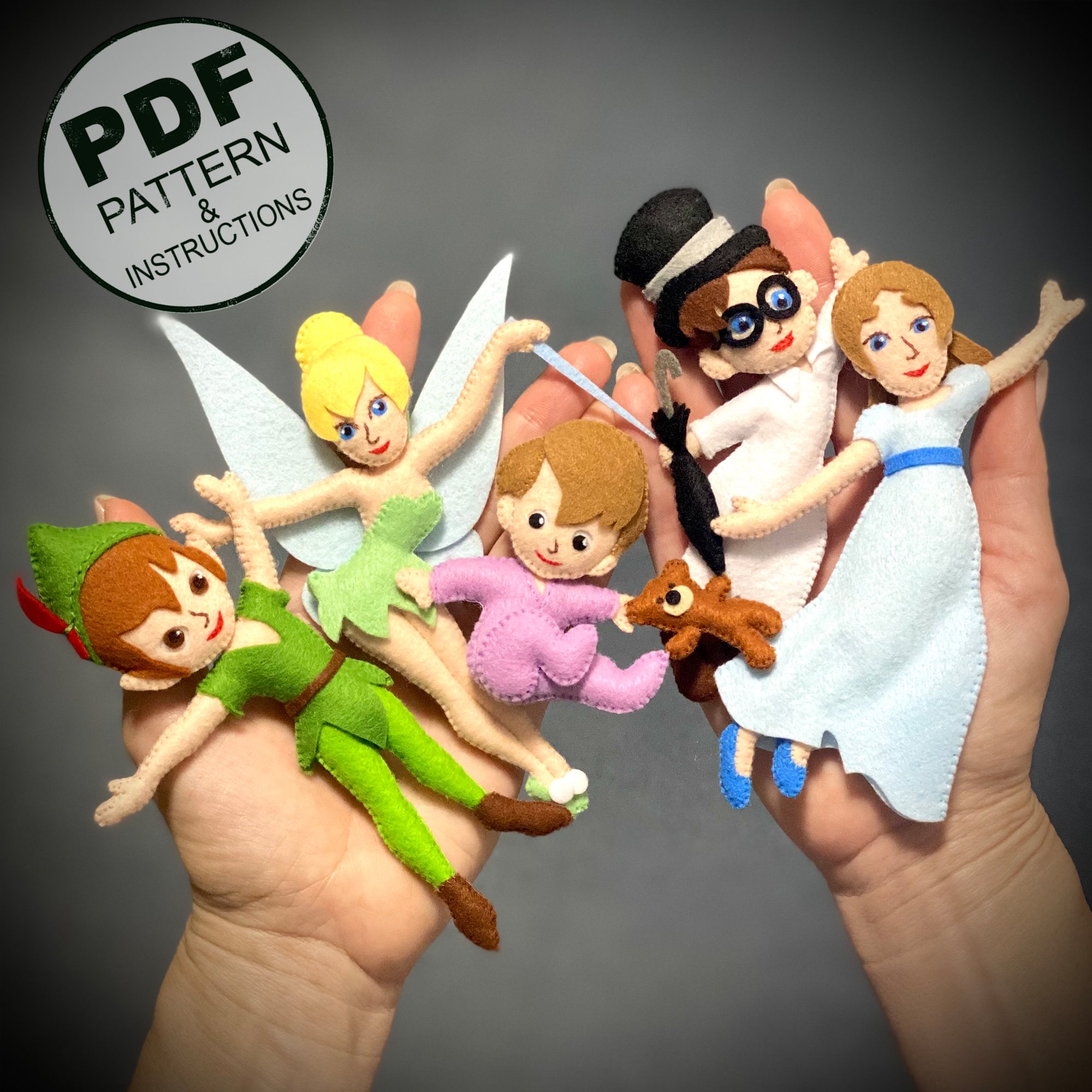 Peter Pan Sewing Pattern PDF. Tinker Bell, Wendy Darling, Michael, John Darling, Peter Pan ...