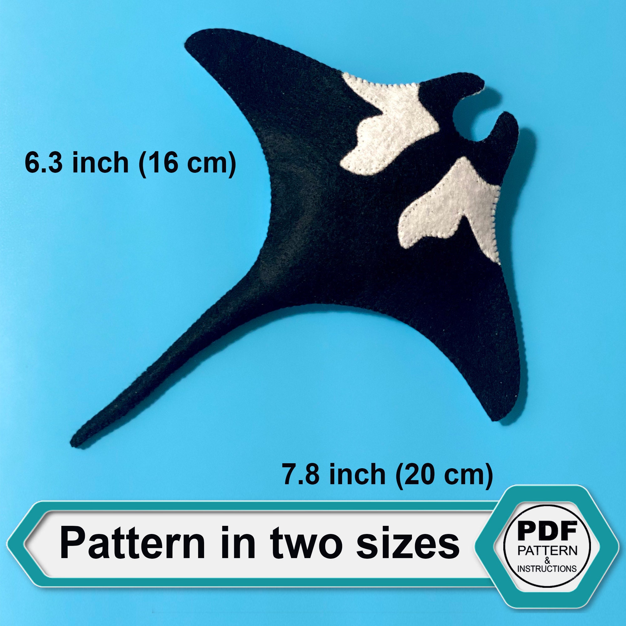 Manta Ray Sewing Pattern PDF and SVG. Felt Ocean Animals Pattern ...