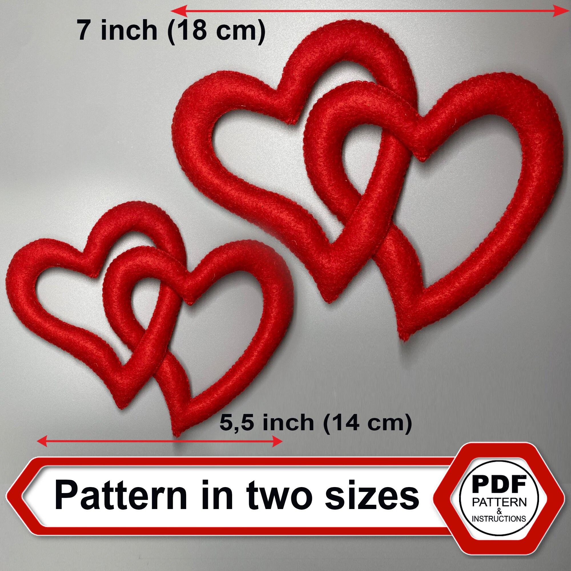 Heart Sewing Pattern PDF. Valentine's Day Felt Love Heart Tutorial Pattern. Heart Love Ornament ...
