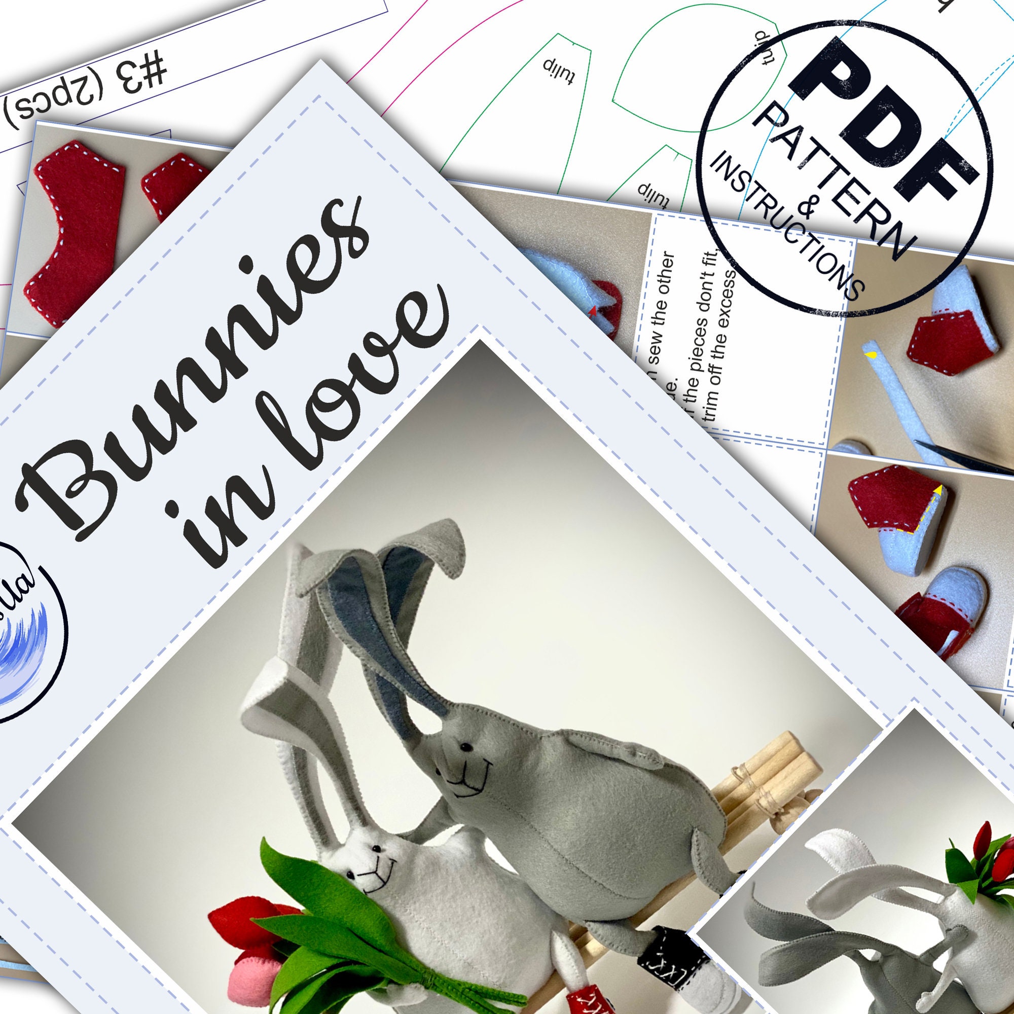 Bunny Rabbit Sewing Pattern PDF. Valentine's Day Felt Decor Toy Pattern ...