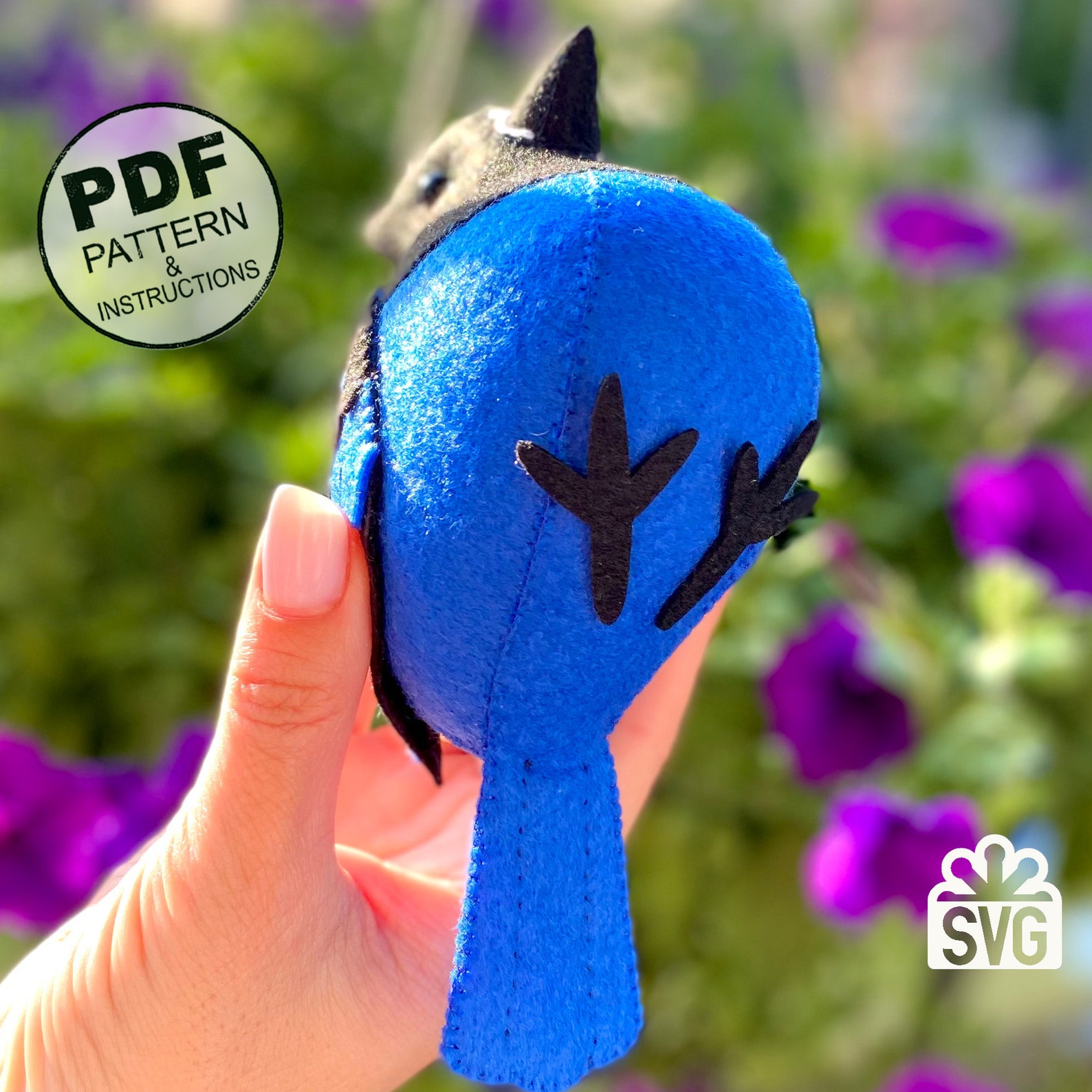 Felt Steller's Jay Sewing Pattern, Plush Bird Tutorial (PDF & SVG) - Etsy