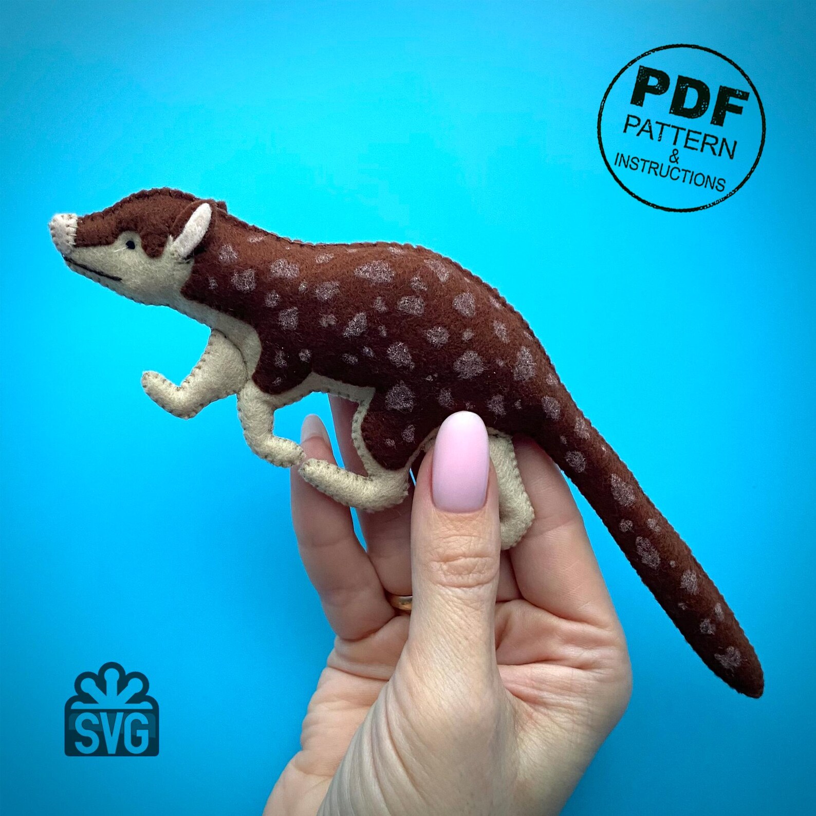 Felt Tiger Quoll Sewing Pattern: Australian Animal Plush Toy (PDF & SVG ...
