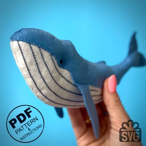Whale Sewing Pattern PDF and SVG. Ocean Animals Pattern. Blue Whale ...