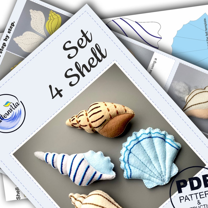 Felt Seashells Sewing Pattern PDF. Coastal Ornaments Decor. Ocean Easy ...