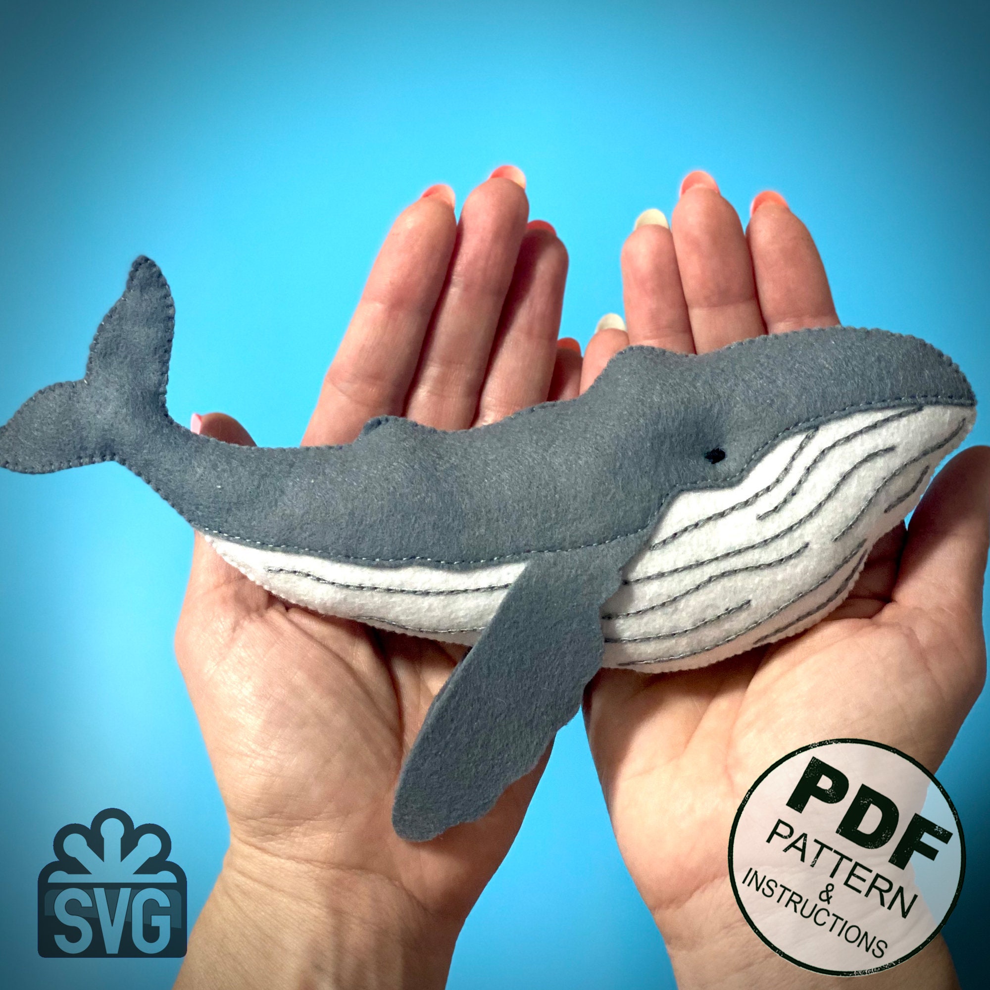 Humpback Whale Sewing Pattern PDF and SVG. Ocean Animals Pattern. Felt ...