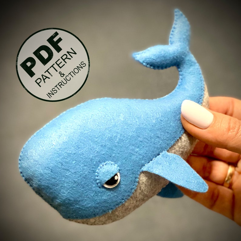 Whale Sewing Pattern PDF. Felt Sperm Whale Easy Beginner - Etsy
