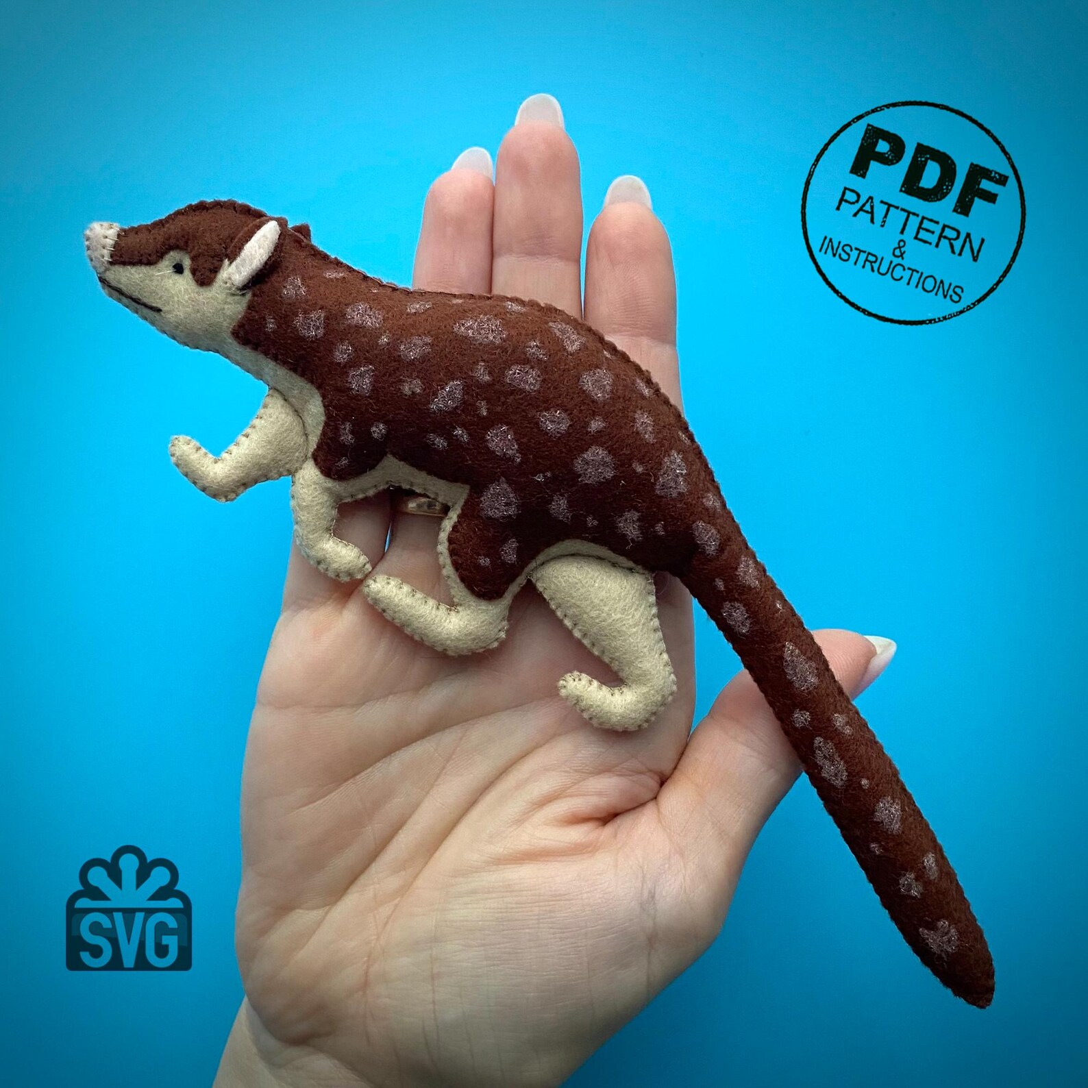 Felt Tiger Quoll Sewing Pattern: Australian Animal Plush Toy (PDF & SVG ...