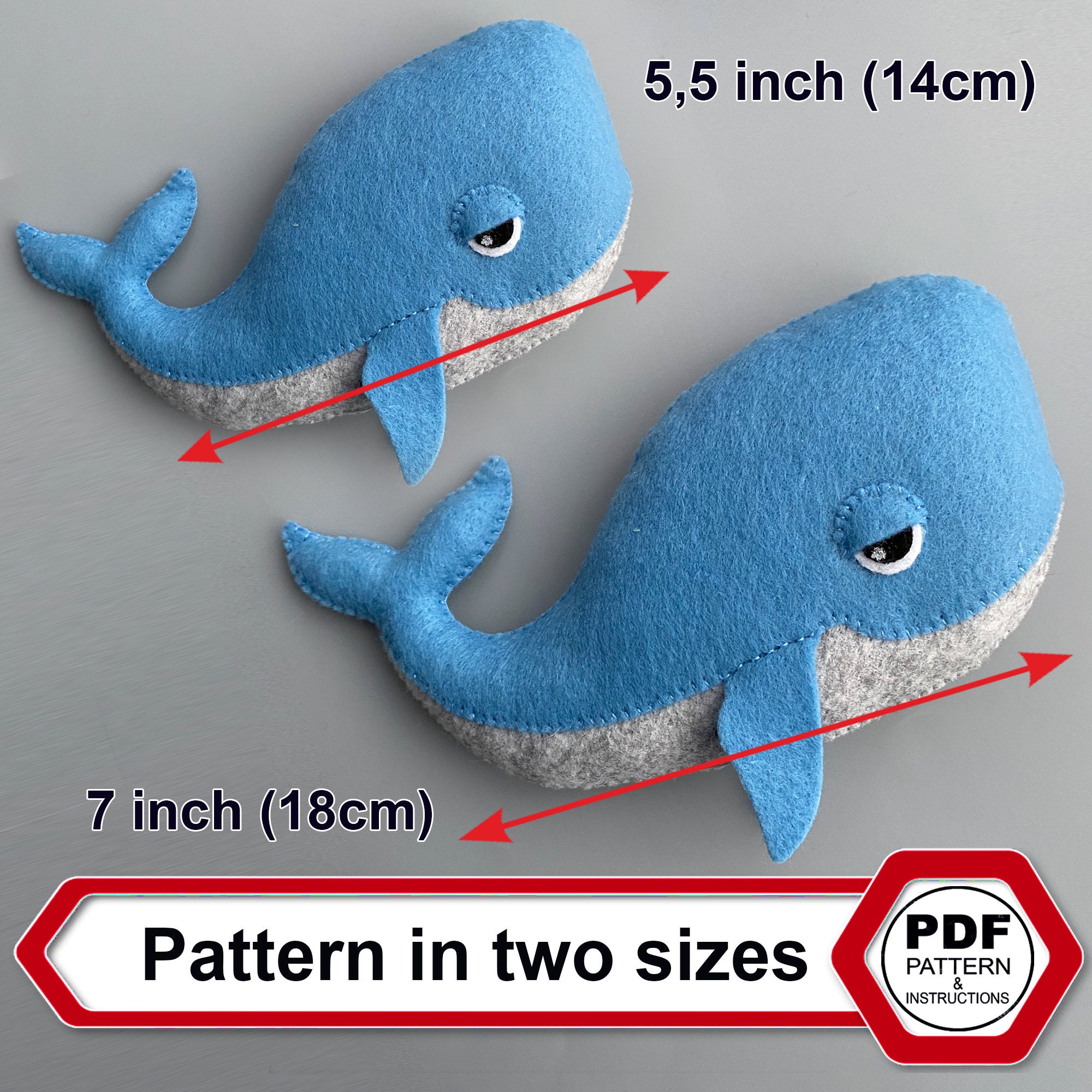 Whale Sewing Pattern PDF. Felt Sperm Whale Easy Beginner - Etsy