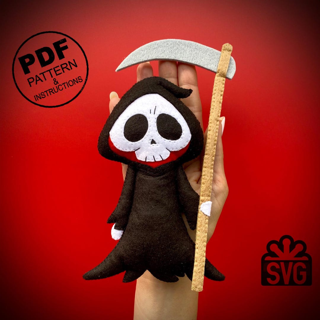 Felt Grim Reaper Sewing Pattern PDF and SVG. Halloween Ornament. Death Pattern. Halloween Decor ...