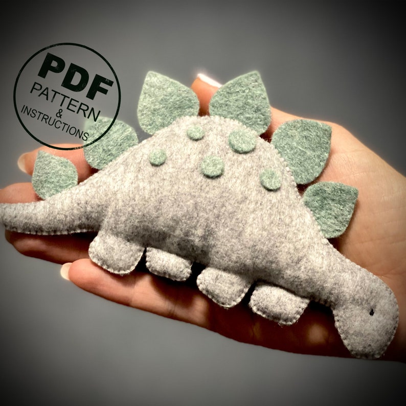Dinosaur Sewing Pattern PDF. Felt Stegosaurus Sewing Pattern. DIY Felt ...